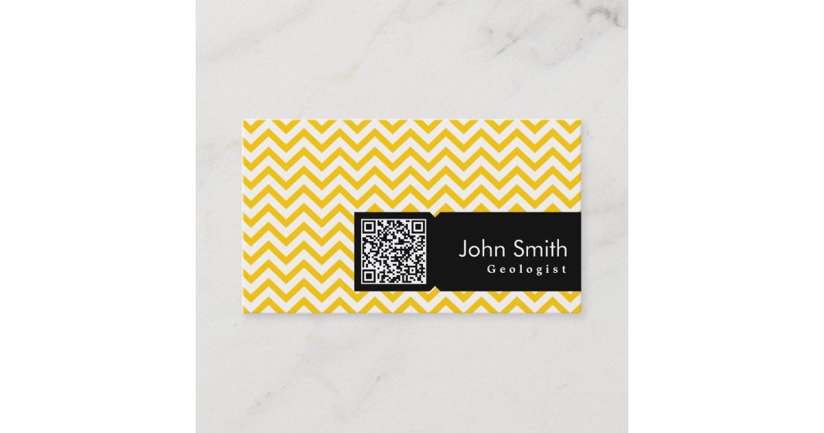 Yellow Zigzag QR Code Geologist Business Card | Zazzle