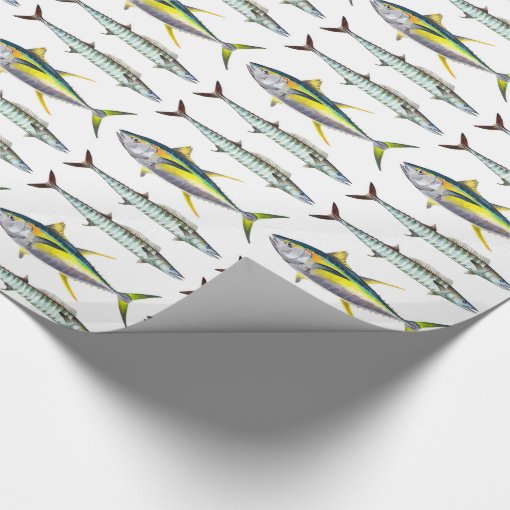 yellowfin and wahoo fish pattern wrapping paper | Zazzle