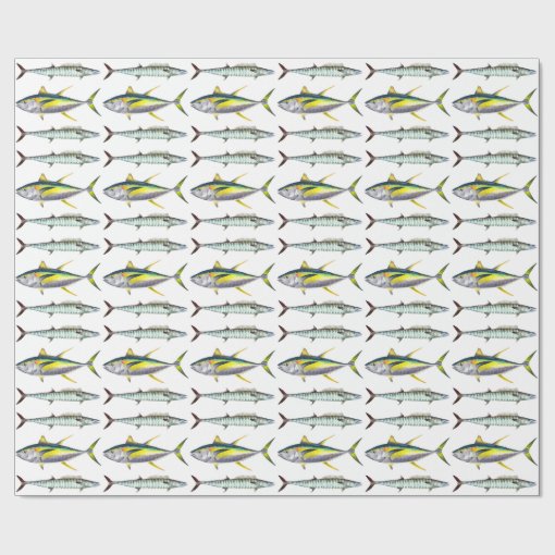 yellowfin and wahoo fish pattern wrapping paper | Zazzle