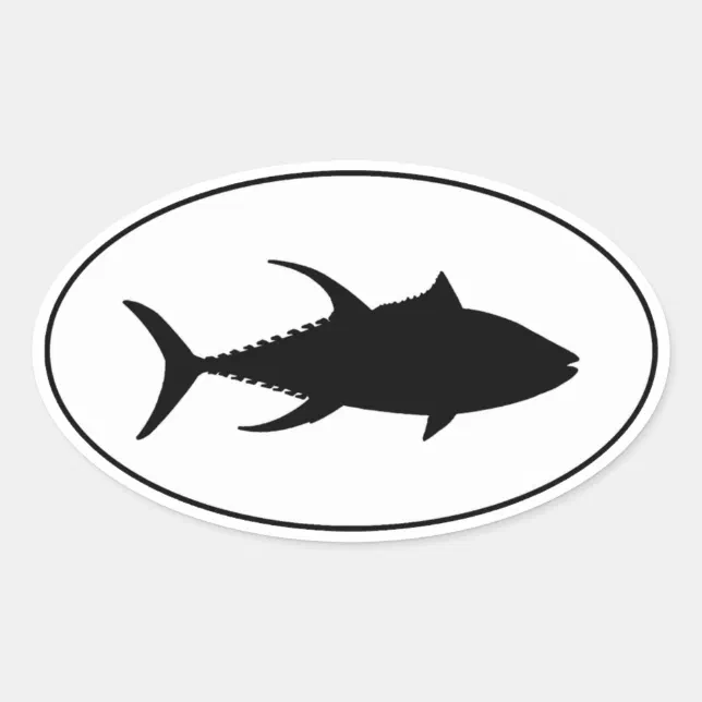 Yellowfin Tuna Icon Oval Sticker | Zazzle