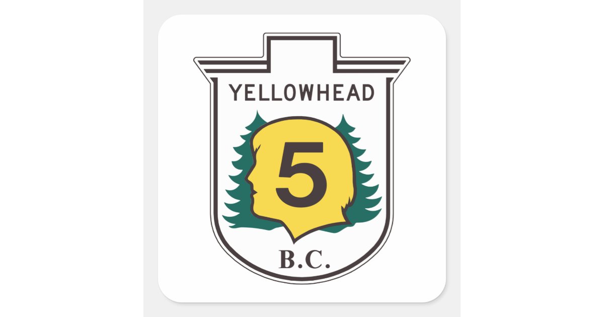 Yellowhead Road Sign Square Sticker | Zazzle