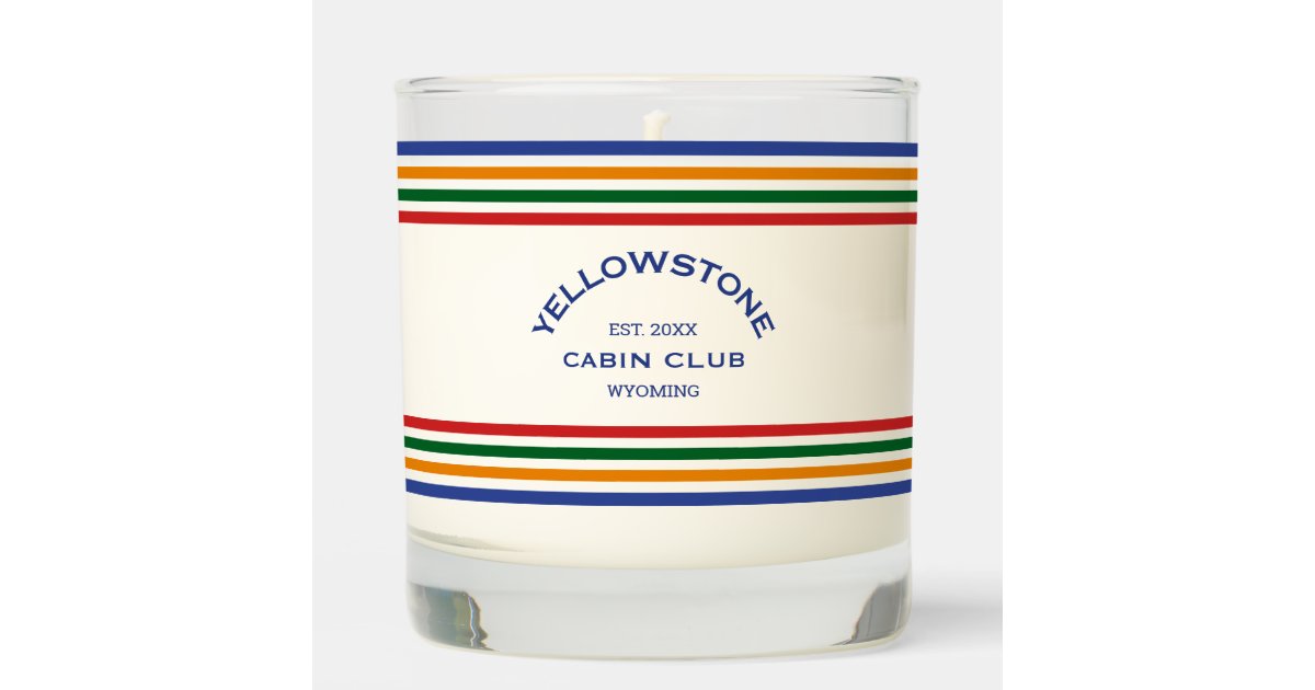 Yellowstone Cabin Club Custom Crest Park Stripe Scented Candle | Zazzle