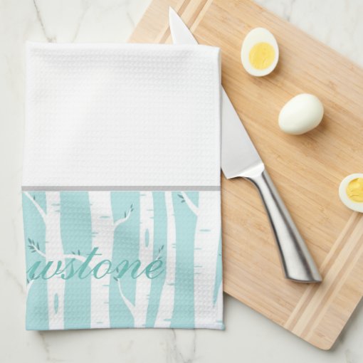 Yellowstone Kitchen Towel Aspen Trees Aqua | Zazzle