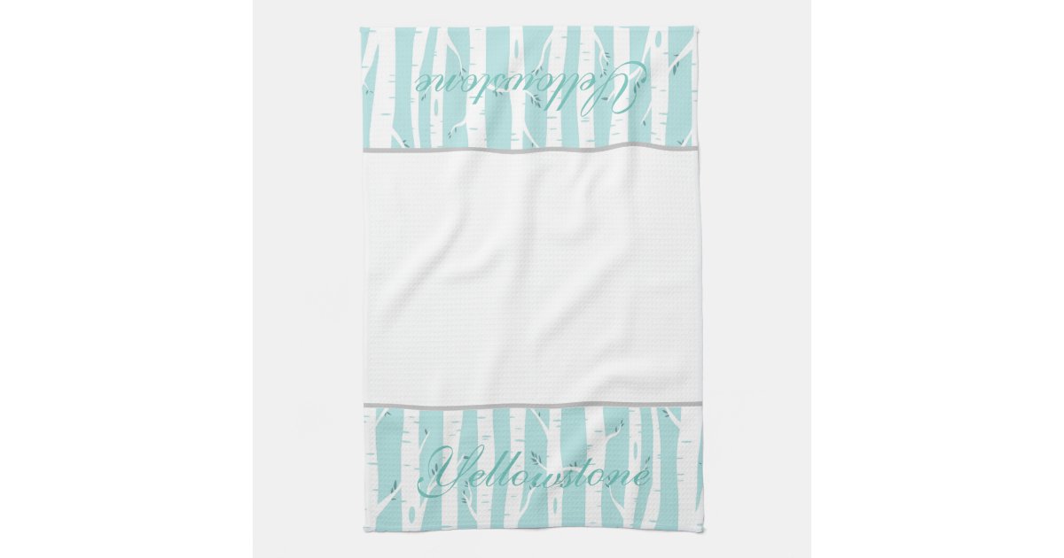 Yellowstone Kitchen Towel Aspen Trees Aqua | Zazzle