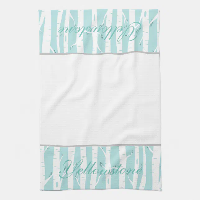 Yellowstone Kitchen Towel Aspen Trees Aqua | Zazzle