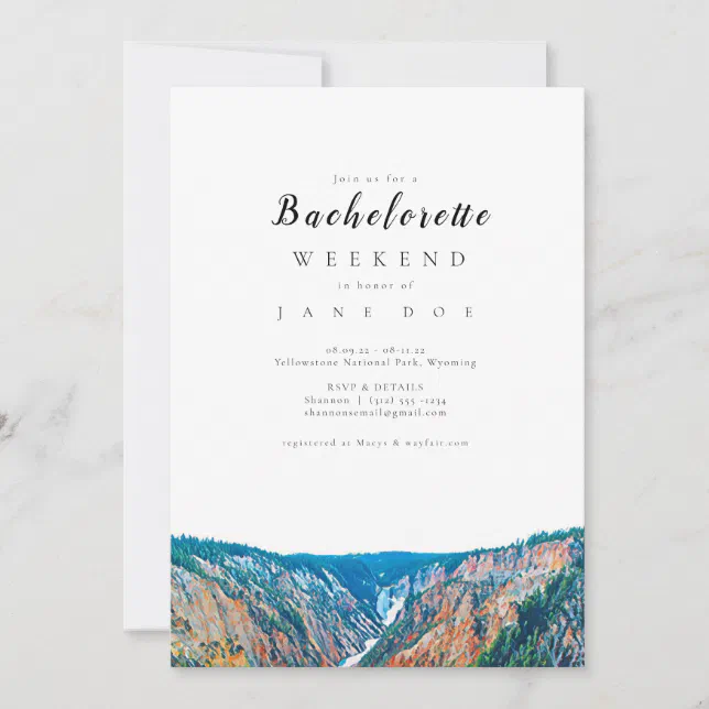 Yellowstone National Park Bachelorette Party Invitation | Zazzle