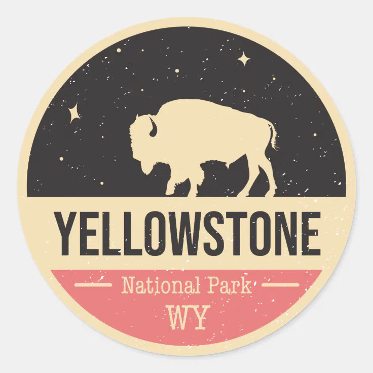 Yellowstone National Park Badge Classic Round Sticker | Zazzle