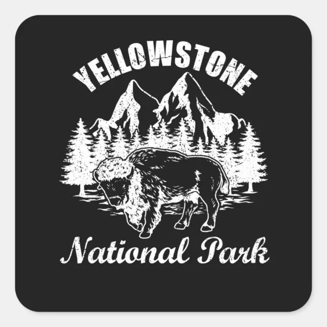 Yellowstone National Park Bison Yellowstone Square Sticker | Zazzle