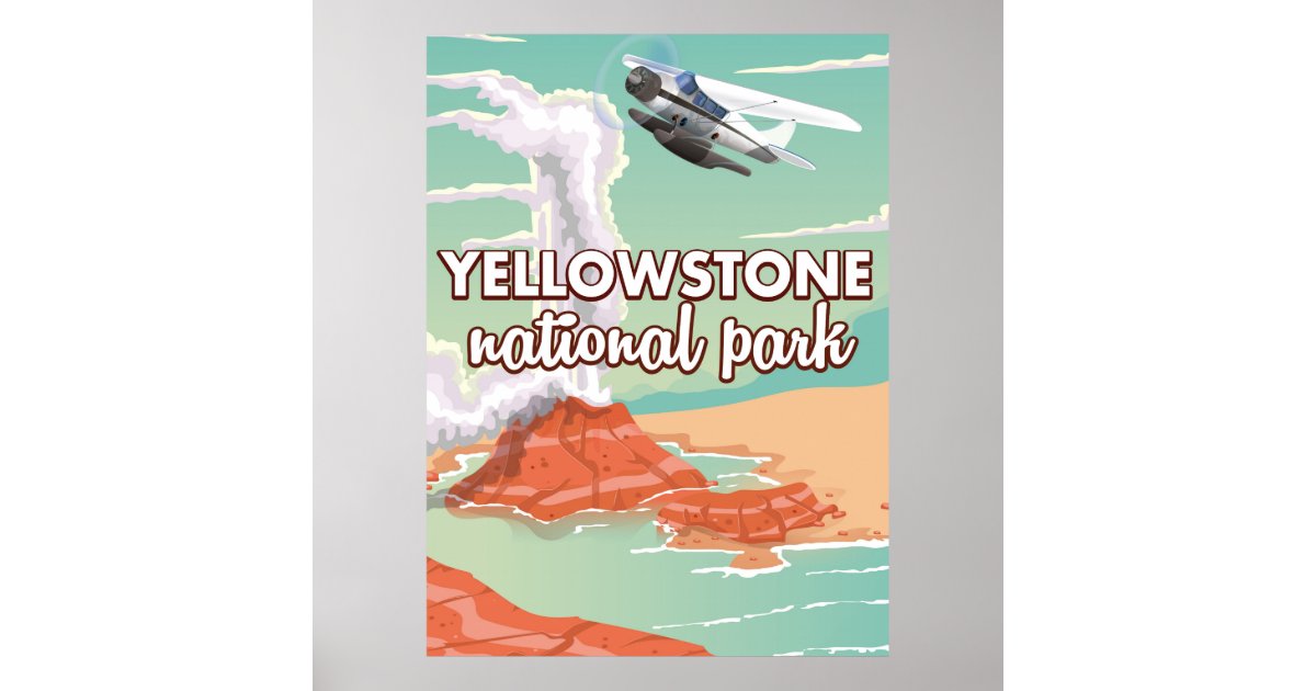 Yellowstone national park cartoon travel poster | Zazzle