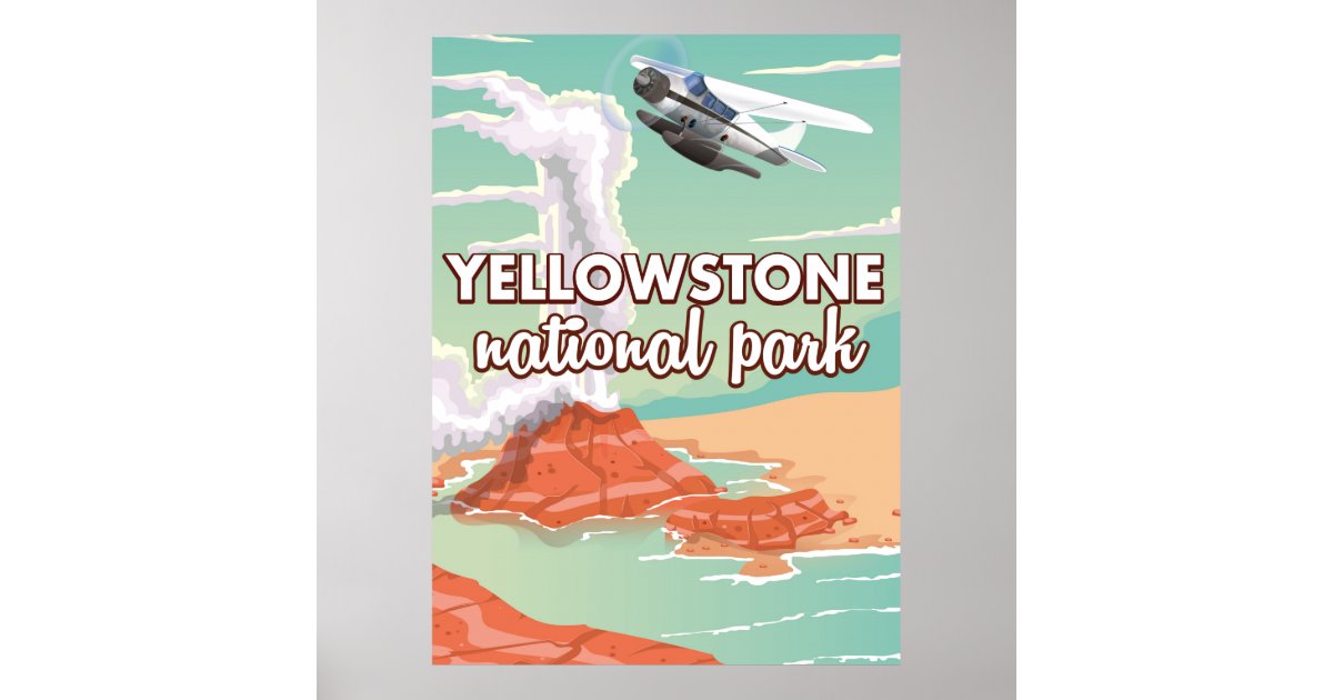Yellowstone national park cartoon travel poster | Zazzle