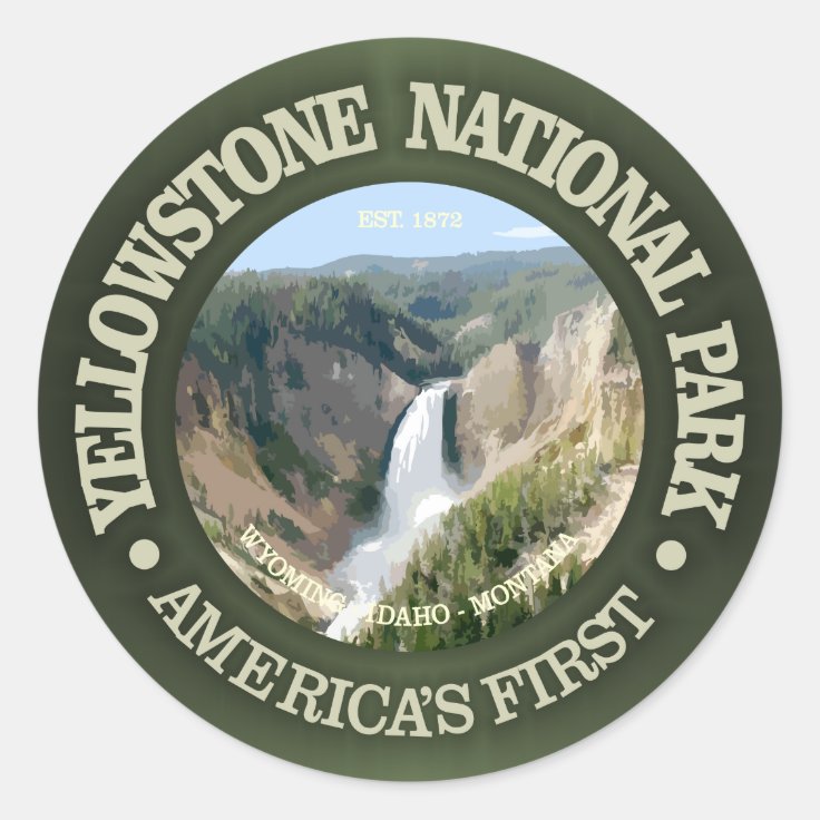 Yellowstone National Park (falls) Classic Round Sticker | Zazzle