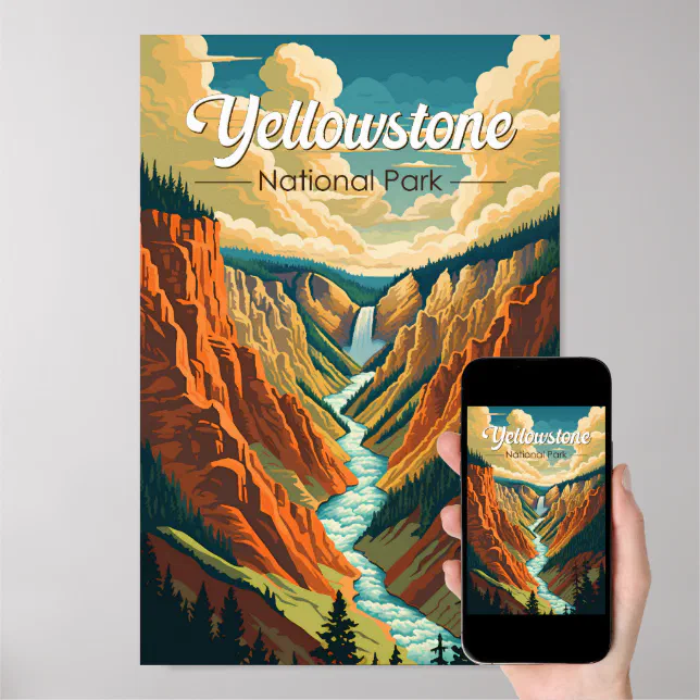 Yellowstone National Park Grand Canyon Retro Art Poster | Zazzle