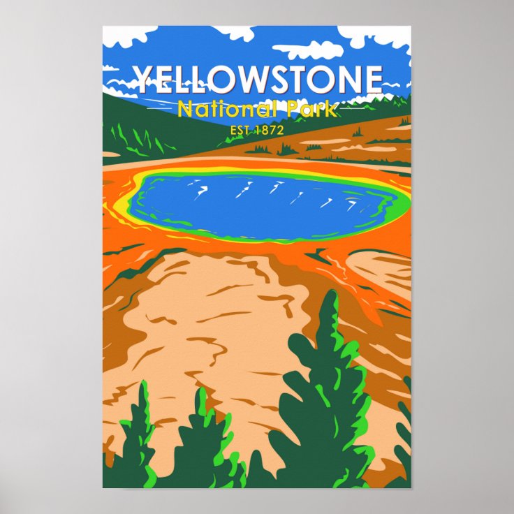 Yellowstone National Park Grand Prismatic Spring Poster | Zazzle