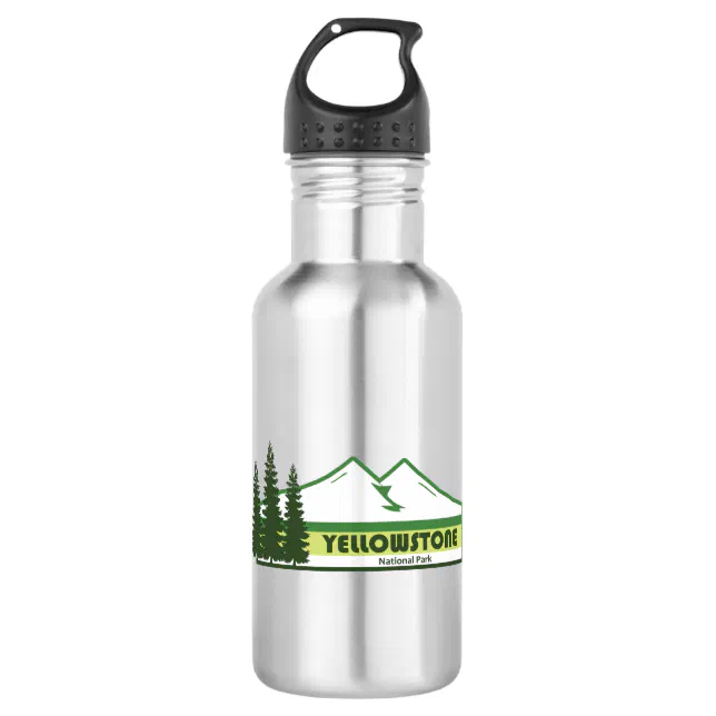 Yellowstone National Park Green Stripes Stainless Steel Water Bottle ...