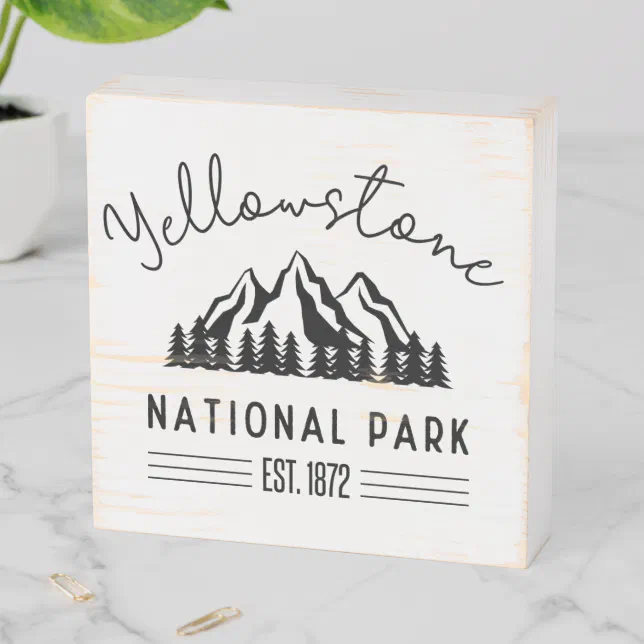 Yellowstone National Park Hiking Camping Wooden Box Sign | Zazzle