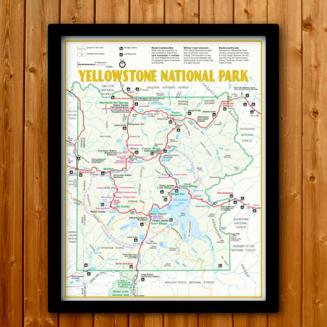 Yellowstone National Park modern map Poster | Zazzle