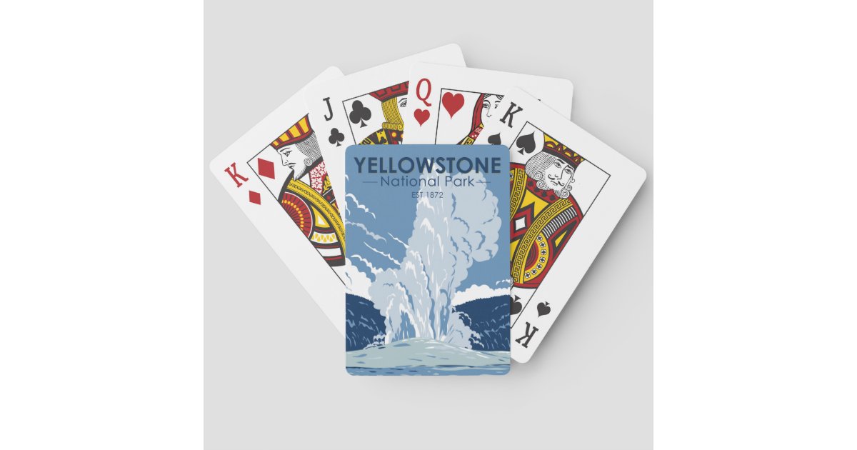 Yellowstone National Park Old Faithful Vintage Poker Cards | Zazzle