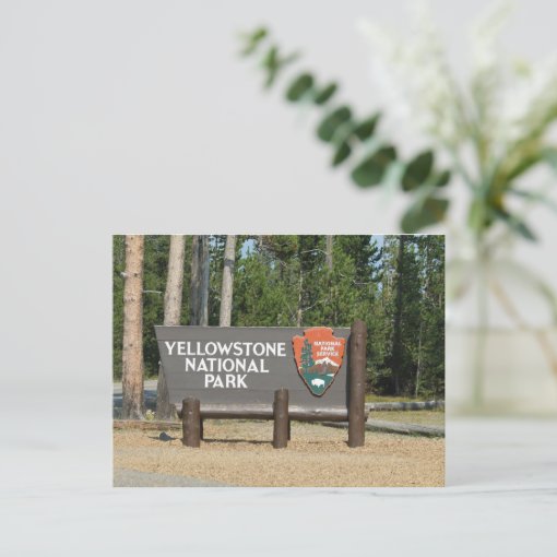 Yellowstone National Park, sign, Wyoming, U. S. Postcard | Zazzle