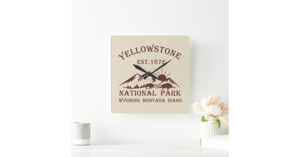 Yellowstone national park square wall clock | Zazzle