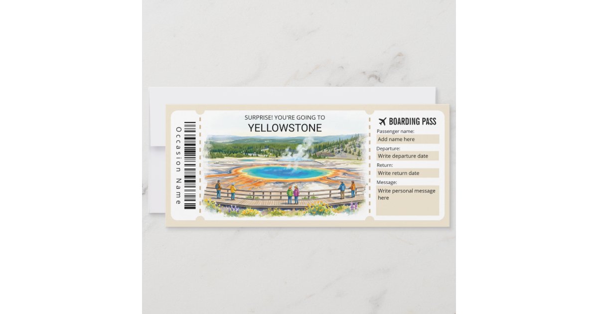 Yellowstone National Park Trip Boarding Pass Invitation | Zazzle