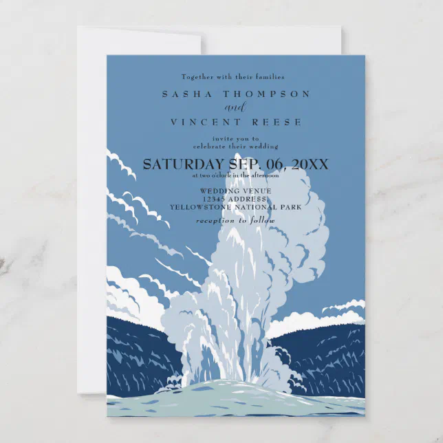 Yellowstone National Park Wedding Invitation Retro | Zazzle