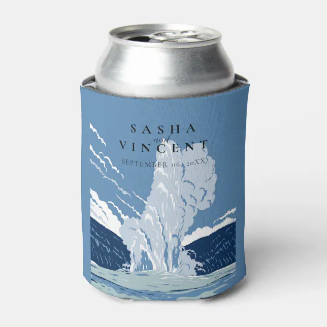 Yellowstone National Park Wedding Retro Can Cooler | Zazzle
