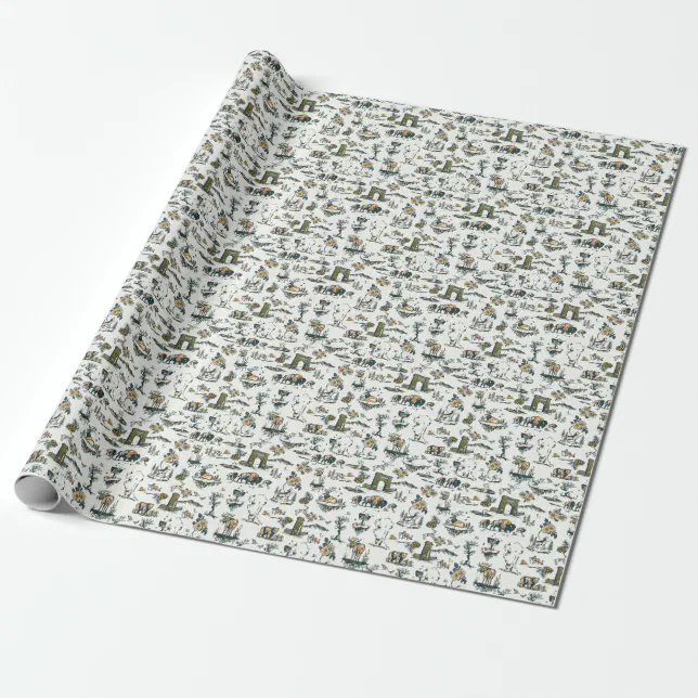 Yellowstone National Park Wildlife Pattern Wrapping Paper | Zazzle