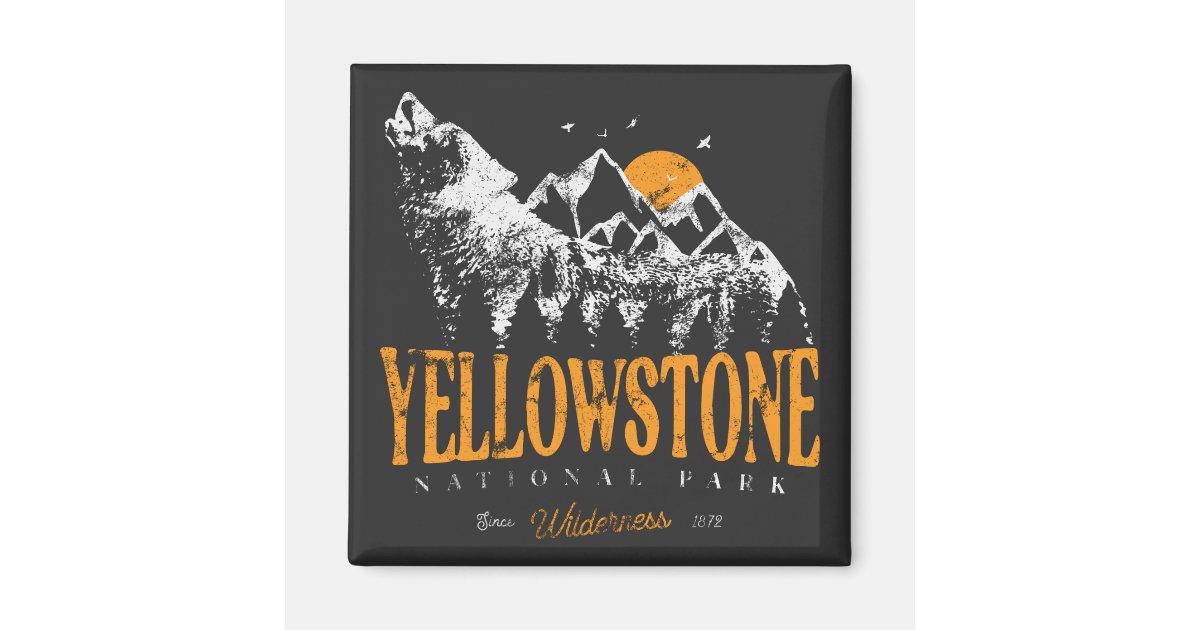 Yellowstone National Park Wolf Mountains Vintage Magnet | Zazzle