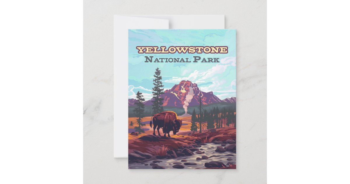 Yellowstone National Park Wyoming Bison Card | Zazzle