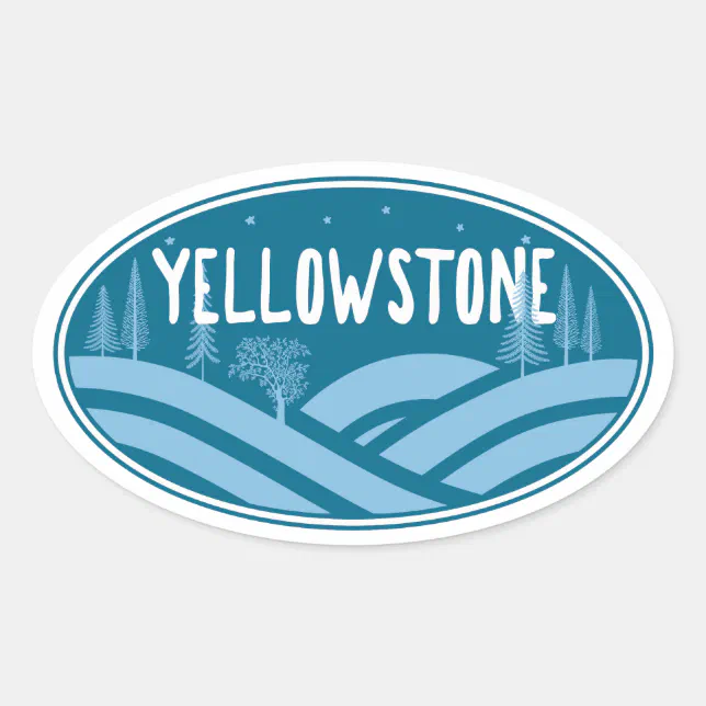 Yellowstone National Park Wyoming Montana Outdoors Oval Sticker | Zazzle