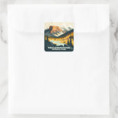 Yellowstone National Park Wyoming Mountains Retro Square Sticker | Zazzle