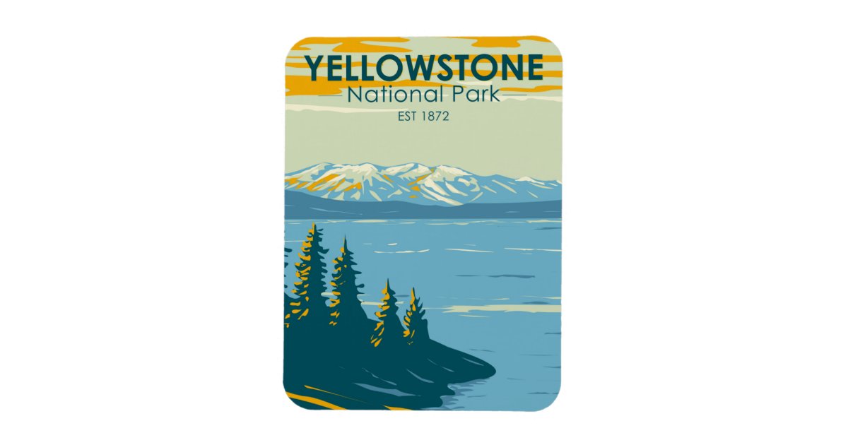 Yellowstone National Park Yellowstone Lake Vintage Magnet | Zazzle