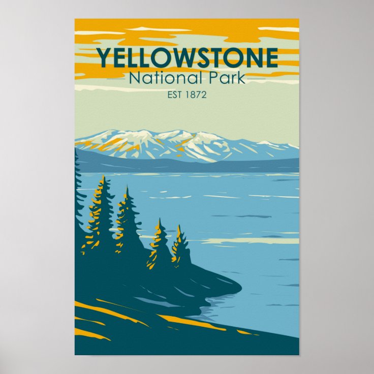 Yellowstone National Park Yellowstone Lake Vintage Poster | Zazzle
