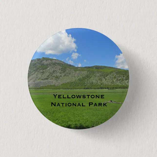 Yellowstone Unique Landscape Photo National Park Button | Zazzle