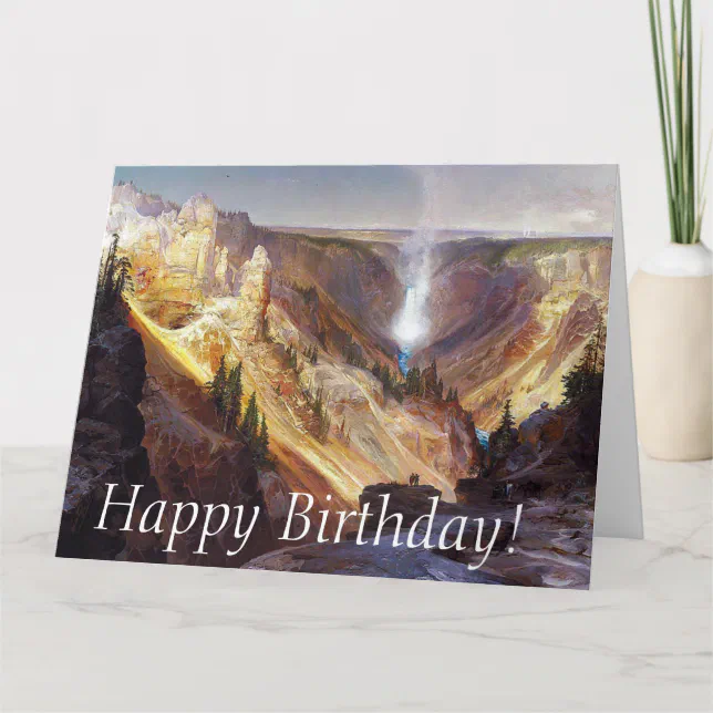 Yellowstone Waterfall Canyon Big Birthday Card | Zazzle