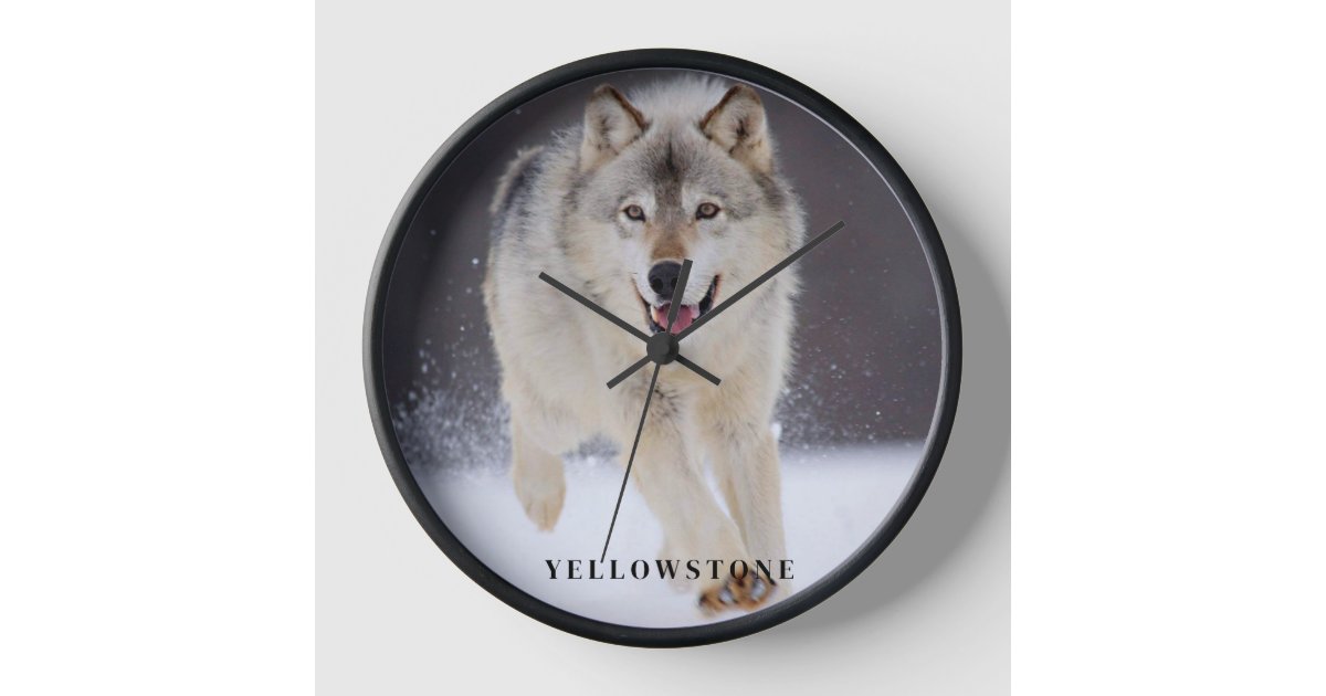 Yellowstone Wolf Clock | Zazzle