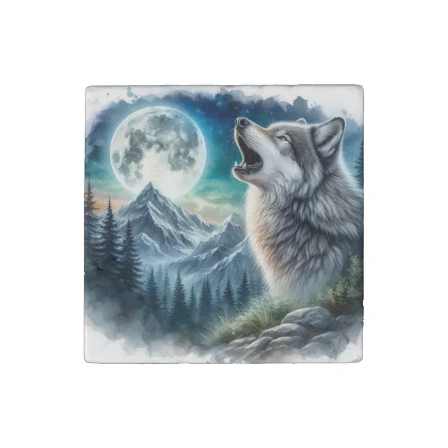 Yellowstone Wolf Stone Magnet | Zazzle