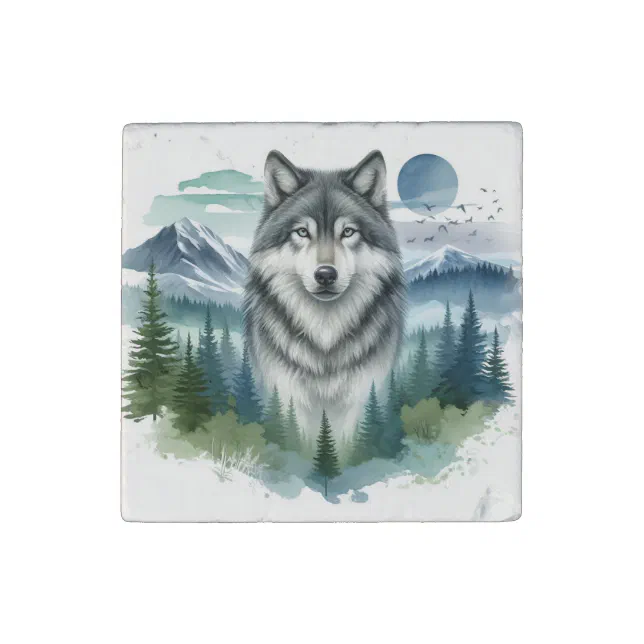 Yellowstone Wolf Stone Magnet | Zazzle