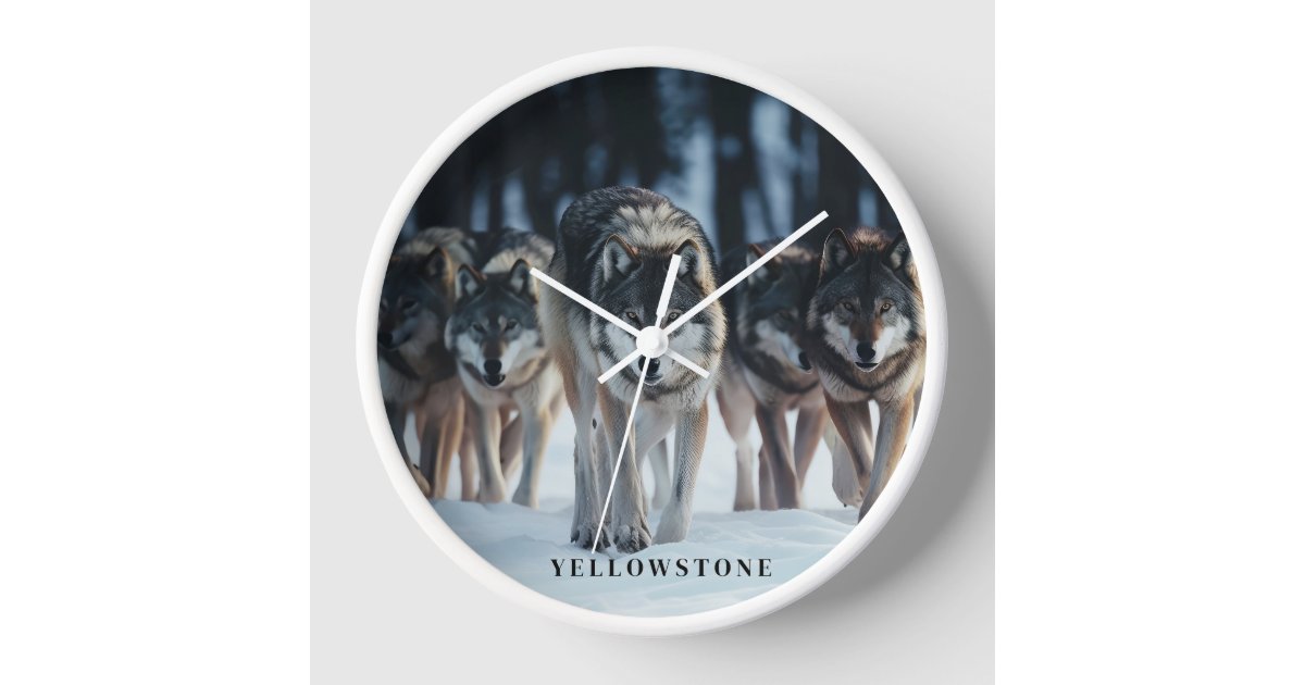 Yellowstone Wolves Clock | Zazzle