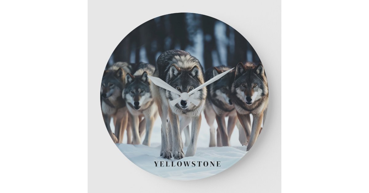 Yellowstone Wolves Large Clock | Zazzle