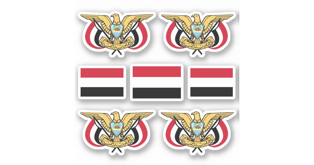 Yemeni national symbols /emblem and flag sticker | Zazzle