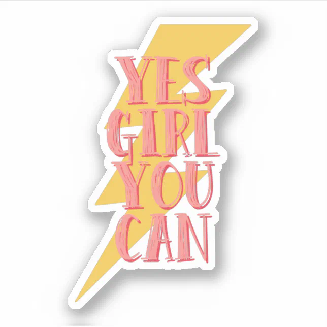 yes girl you can, feminine office waterbottle sticker | Zazzle