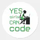 Yes Girls Can Code Woman Programmer Developer Classic Round Sticker ...