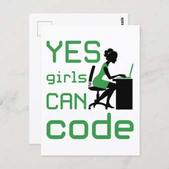 Yes Girls Can Code Woman Programmer Developer Postcard | Zazzle