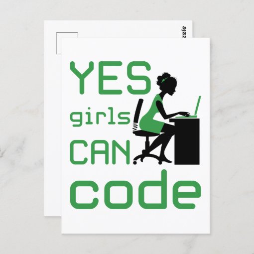 Yes Girls Can Code Woman Programmer Developer Postcard | Zazzle