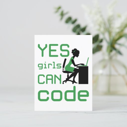 Yes Girls Can Code Woman Programmer Developer Postcard | Zazzle