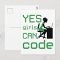 Yes Girls Can Code Woman Programmer Developer Postcard | Zazzle