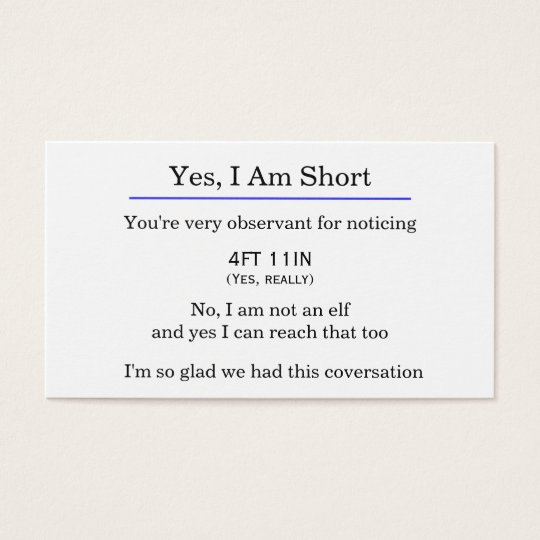 "Yes, I am short" card | Zazzle.com