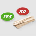 Yes / No bright green red quiz game signboards Hand Fan | Zazzle