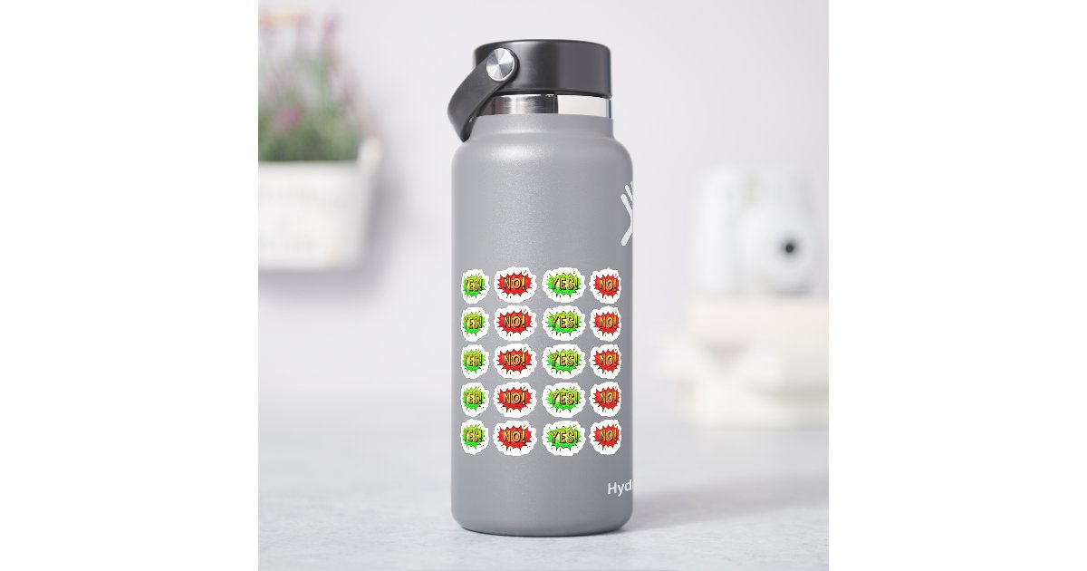 Yes No Pop Art Yellow Red Green Bursts on 4" Vinyl Sticker | Zazzle